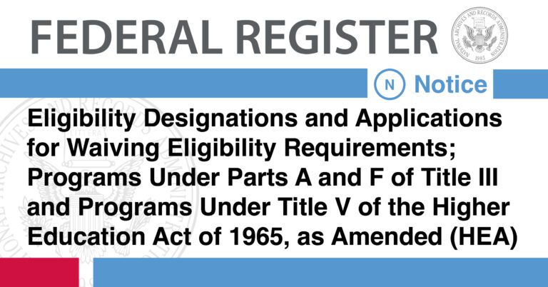 FY 2025 eligibility designations and waivers for Title III and Title V ...